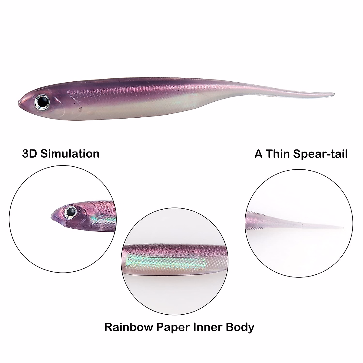 JOHNCOO 20pcs Soft Baits Shad Fishing Lures Paddle Tail Swimbaits Plastic Lures for Bass Trout Fishing Gifts for Men