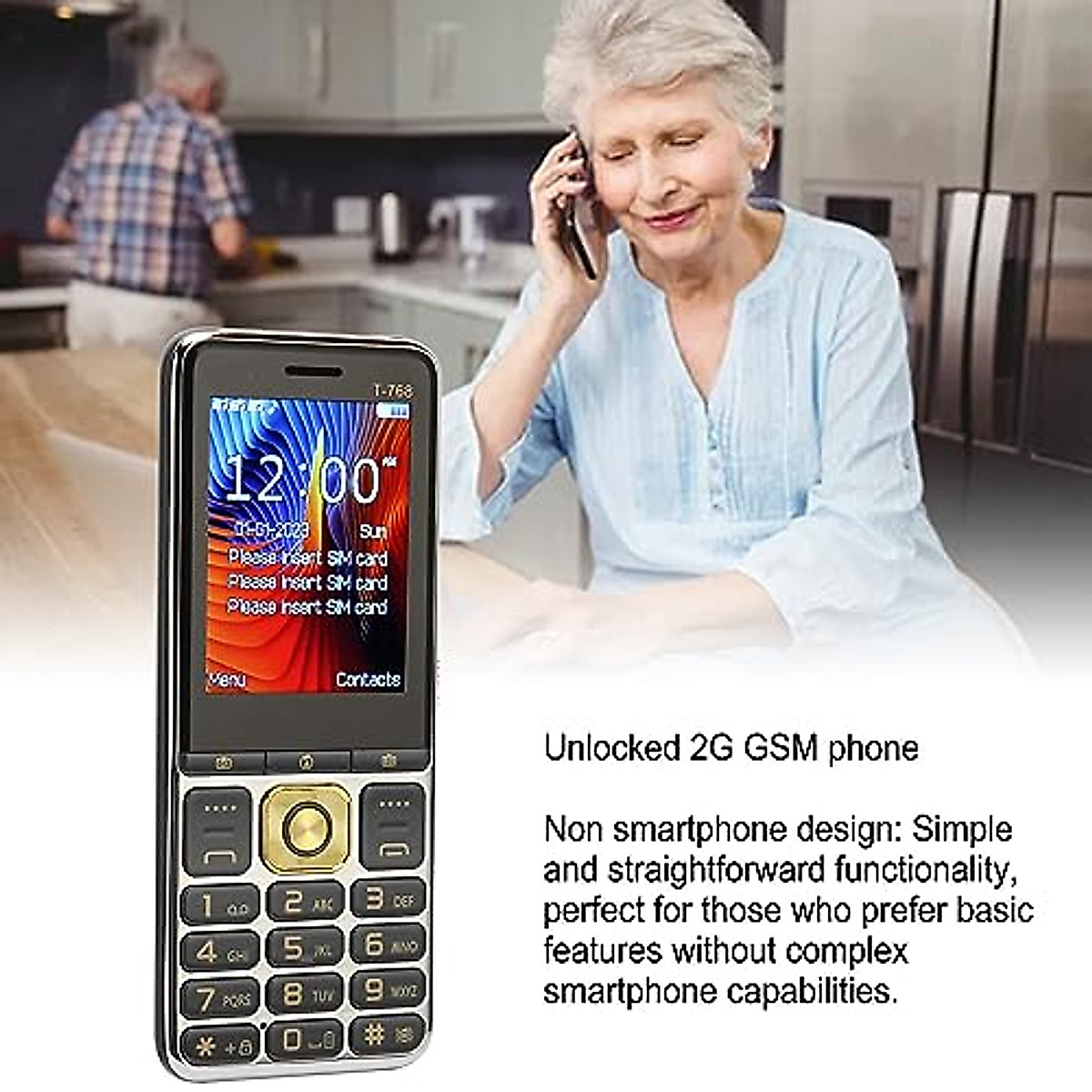 Yunseity 2G GSM Unlocked Mobile Phone, 1.8 Inch Screen Cellphone for Seniors, 3 SIM 3 Standby Big Button Cell Phone with Loud Speaker, Large Backlight Button, 3200mAh Battery (US Plug)