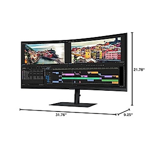 SAMSUNG 34” ViewFinity S65UA Series Ultrawide QHD Curved Monitor, HDR10, 100Hz, 350 nit, USB- C, Adjustable Stand, Intelligent Eye Care, LS34A650UBNXGO, Black