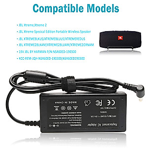 19V Charger for JBL Xtreme, Xtreme 2, Xtreme Portable, Extreme, Extreme 2, JBL Boombox 1 2 Wireless Bluetooth Boost TV Speaker Charger Power Cord