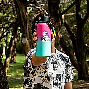 Picky Llama Stainless Steel Vacuum Insulated Water Bottle (Pink Turquoise Llama, 32 oz)