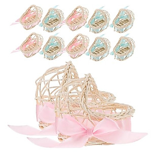 Mikinona 12pcs Small Basket with Handle Wedding Favor Basket Baskets Girl Basket Dollhouse Woven Stroller Rustic Basket Easter Basket Wedding Decor Basket Rattan