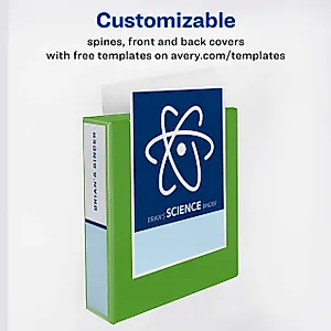 Avery Durable View 3 Ring Binder, 1 Inch Slant Rings, 1 Green Binder (17832)