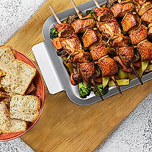 Grill Basket Set of 2 - Nonstick Grilling Tray Durable Grill Pans with Holes for Outdoor Grill Small and Big Topper Baskets BBQ accessories for Vegetable, Fish, Meat, Seafood 11"x7" & 14"x10"