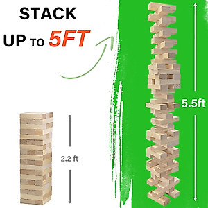 SPORT BEATS Giant Tower Game Outdoor Games 54 Blocks Stacking Game - Includes Carry Bag and Scoreboard