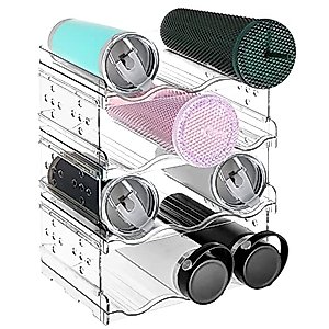 TIPGO Clear Plastic Stackable Water Bottle Holder, 4 Pack, 8 x 11.2 x 13.7 in