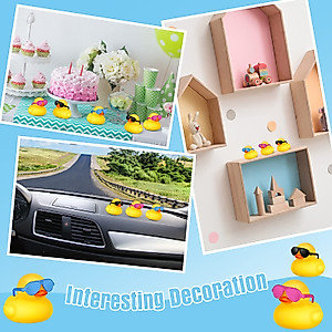 24 Pcs Mini Rubber Ducks with Sunglasses, Rubber Ducks in Bulk Valentine Duck Bathtub Toys for Cruise Valentines Kids Classroom Gift Exchange (Eyeglasses, Yellow, Blue, Pink, Black)