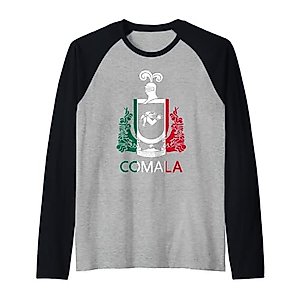 Comala Colima Estado De Mexico Escudo Eagle Aguila Raglan Baseball Tee
