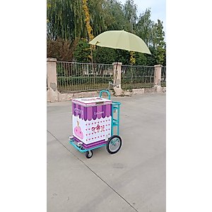 Kolice Commercial ice Cream cart with Freezer Mini Gelato ice Cream cart Refrigerator cart Mobile Food carts