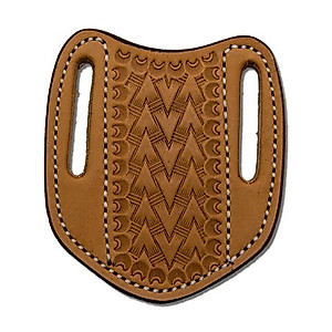 Leather Knife Sheath, Tooled Leather Vertical Pancake Sheath, Trapper Knife Sheath, TAN