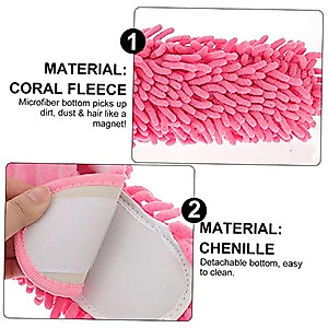 IWOWHERO 1 Pair Womens Duster Fuzzy Slippers for Women Household Vacuum Cleaners Detachable Mopping Shoes Floor Cleaning Slippers Mop Slipper Shoes Sandals Small Mop Sweeper Miss The Lazy