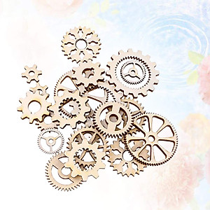 LIOOBO Unfinished Gear Craft 100pcs DIY Wooden Gear DIY Gear Lightweight Plain Wood Ornaments Wooden Gear for Crafts Kids Christmas Clothing DIY Wooden Slices