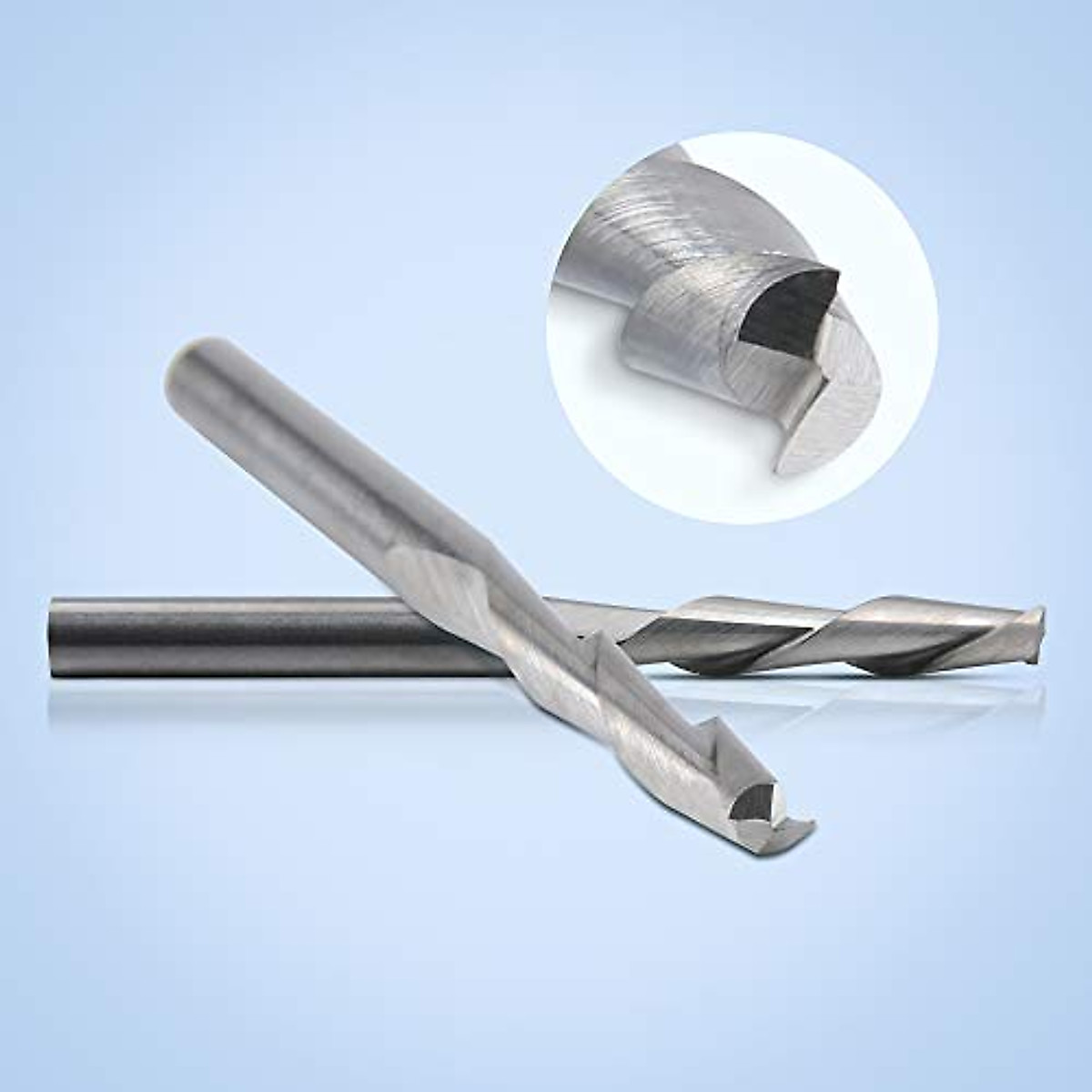 HQMaster CNC Router Bits 1/8" Shank CNC Bit End Mill Flat Nose Carbide Endmill Two Flute Spiral Upcut Milling Cutter Tool Set for Wood PVC MDF Hardwood 10Pcs (3.175 mm)