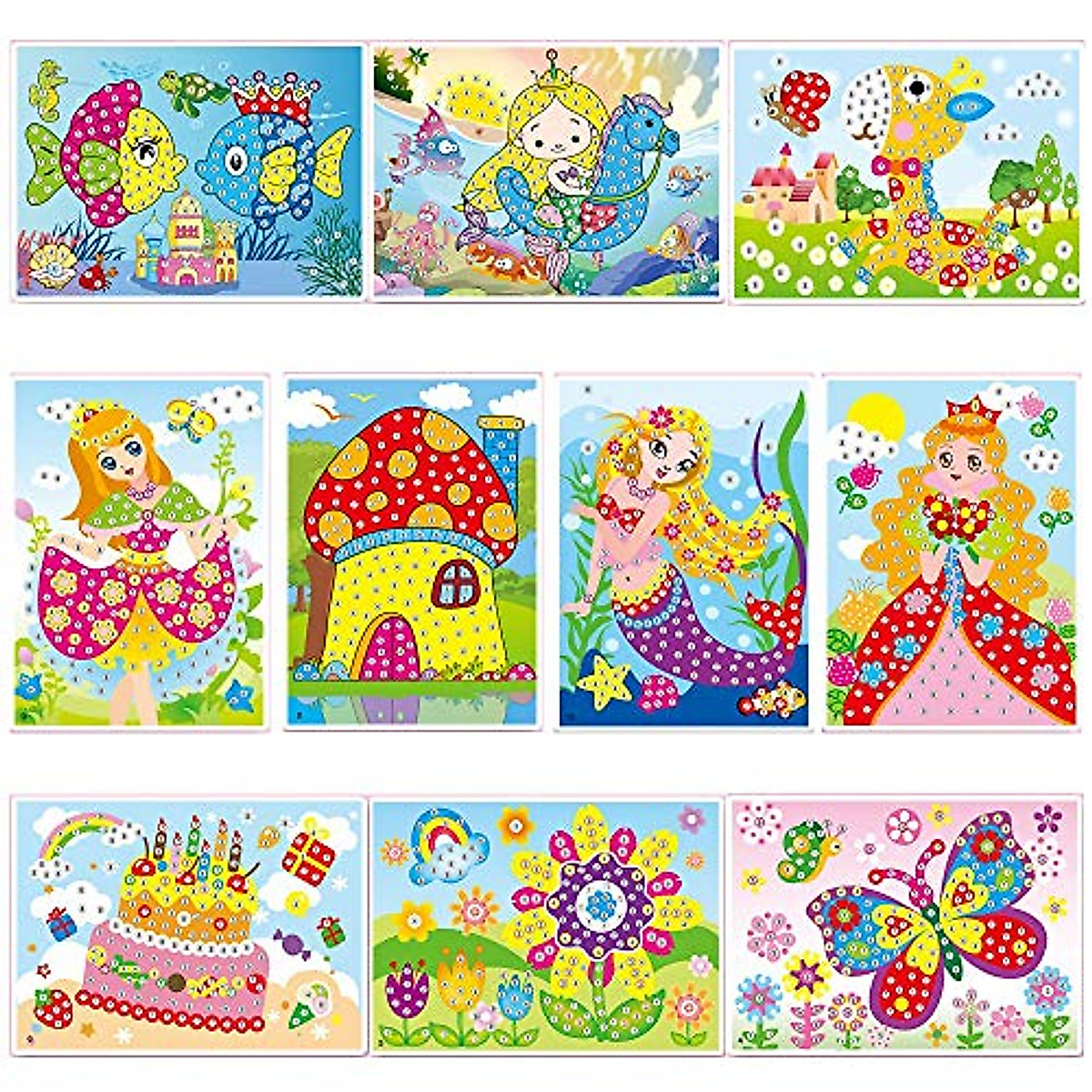 Lizipai Crystal Mosaic Sticker Painting Kids Children Kindergarten Educational DIY Crafts Toys -10 Different