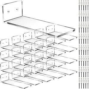 Treela 20 Pack Floating Shoe Shelves for Wall Acrylic Clear Floating Sneaker Shelves Display Shoe Wall Shelf Easy to Install Collections Includes Cross Screws Expansion Tubes (Clear, Medium)