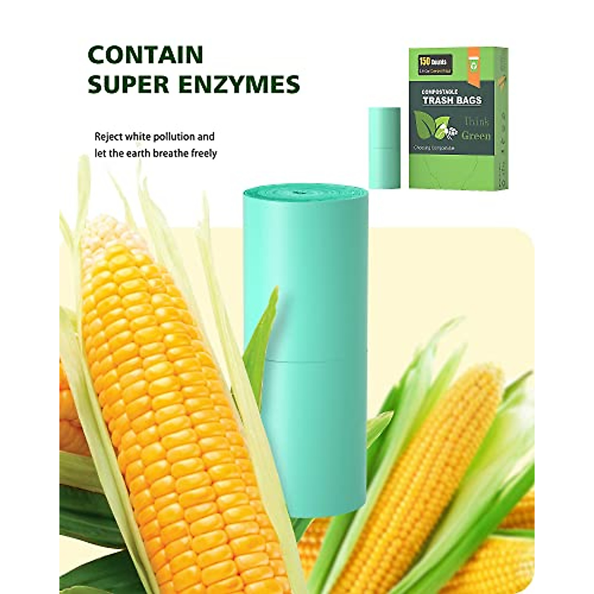 AYOTEE Biodegradable Trash Bags,2.6 Gallon Trash Bag with Handle,150 Count Strong Small Compost Bags for Countertop Bin,Small Garbage Bags for Bathroom Trash Can, Home Kitchen Office Fit 10 Liter