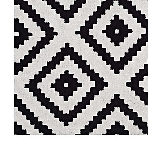 Modway Alika Abstract Diamond Trellis Area Rug, 8X10, Black and White