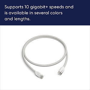 Amazon eero CAT6a Ethernet cable - Supports 10 gigabit+ speeds, 3 foot, 1-pack, Arctic White