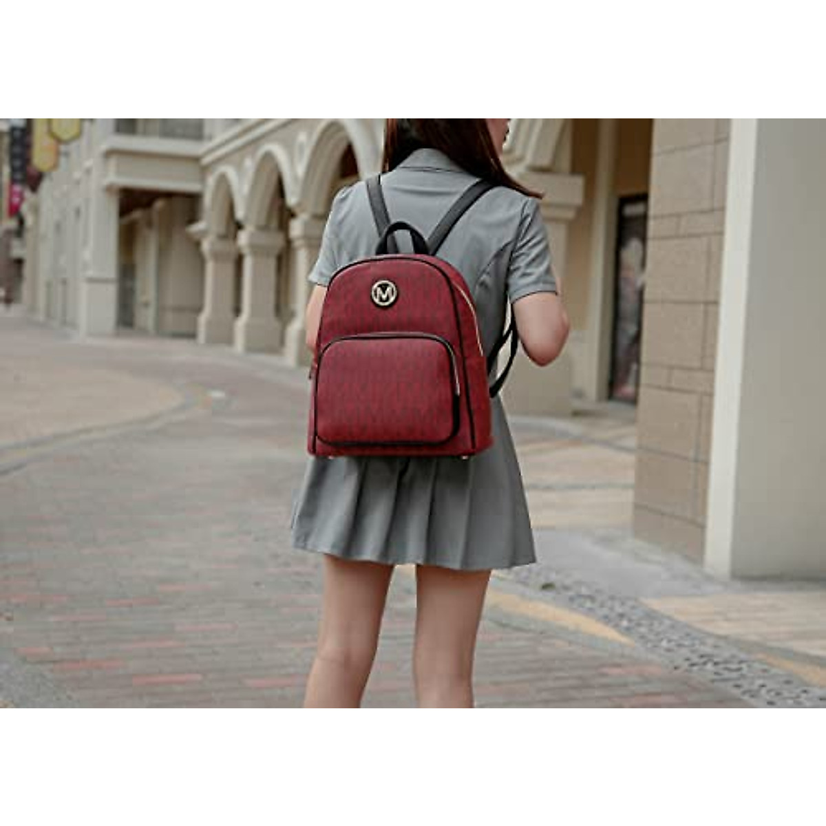 MKF Backpack Purse for Women & Teen Girls – PU Leather Top-Handle Ladies Fashion Travel Pocketbook Bag – Daypack White