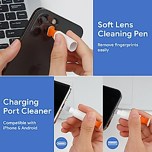 12 in 1 iPhone Cleaning Kit, Airpods Cleaning Kit, iPad/Phone Charging Port Cleaner Repair & Restore Tool,Multi Cleaner Tool Kit for USB C Port/Lightning Cables, Fix Unreliable Charging,White