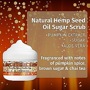 Hempz Pumpkin Spice & Vanilla Chai Exfoliating Body Scrub (4 Oz) – Yummy Fall Scented Sugar Body Scrub for Shower & Bath, Cozy Fall Pumpkin & Vanilla Chai Scented Sugar Scrub Exfoliant for Women & Men