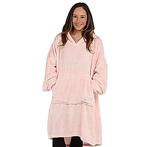 THE COMFY Dream | Oversized Light Microfiber Wearable Blanket, Seen on Shark Tank, One Size Fits All, (Heather Pink)