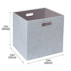 Posprica 3X Thicker Fabric Storage Cubes 13 inch Collapsible Storage Bins for Organization, Cubby Storage Baskets for Organizing Shelf Cabinet Bookcase Boxes, Set of 4, Sliver Grey