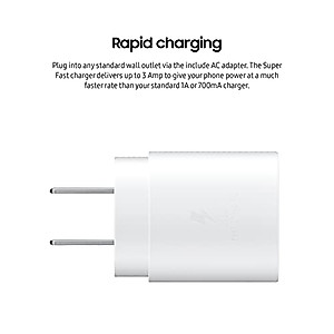 SAMSUNG 25W USB-C Super Fast Charging Wall Charger - White (US Version with Warranty)