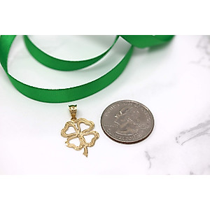 CaliRoseJewelry 10k Lucky Charm Four Leaf Clover Shamrock Irish Pendant in Yellow Gold