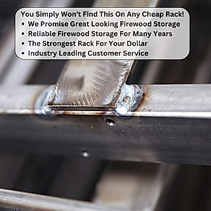 Woodhaven 6 Foot Black - Heavy Duty Made in the USA - Outdoor Cord Firewood Storage Log Rack With Seasoning Cover Set - Metal Firewood Rack With UV-Stable Powder Coat