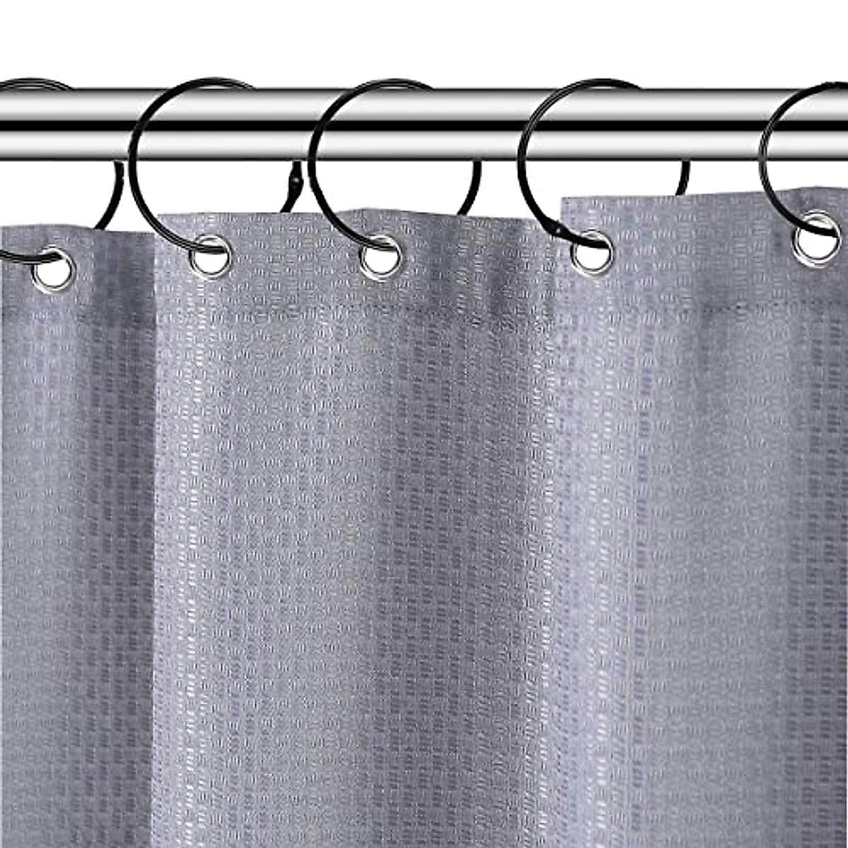 Shower Curtain Rings,18 Pack Rust Proof Black Metal Matte Curtain Hooks Easy Glide Anti-Drop Rustproof Shower Curtain Hooks for Bathroom Shower Rod Home and Hotel Use