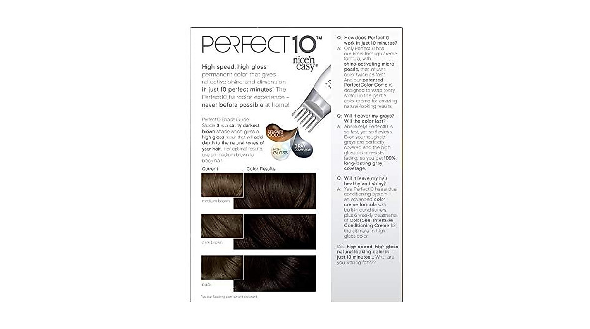 Clairol Nice'n Easy Perfect 10 Hair Color - Darkest Brown Pack of 2