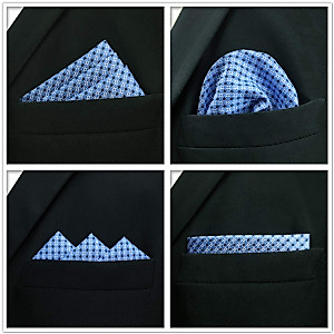 SHLAX&WING 5 Pieces Assorted Mens Silk Pocket Square Handkerchiefs Set Lot 30