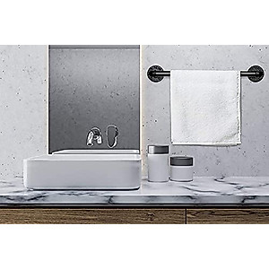 Jeasor Industrial Pipe Towel Rack Towel Bar, Heavy Duty Wall Mounted Rustic Farmhouse Bath Towel Holder for Bathroom (Black, 18 Inch)