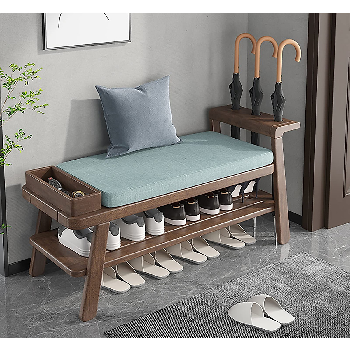 WYBB Ottoman Foot Stool Industrial Storage Ottoman Bench, Key Umbrella Slippers Sports Shoes Storage Change Shoes Stool, Stable Waterproof Footstools with Memory Foam