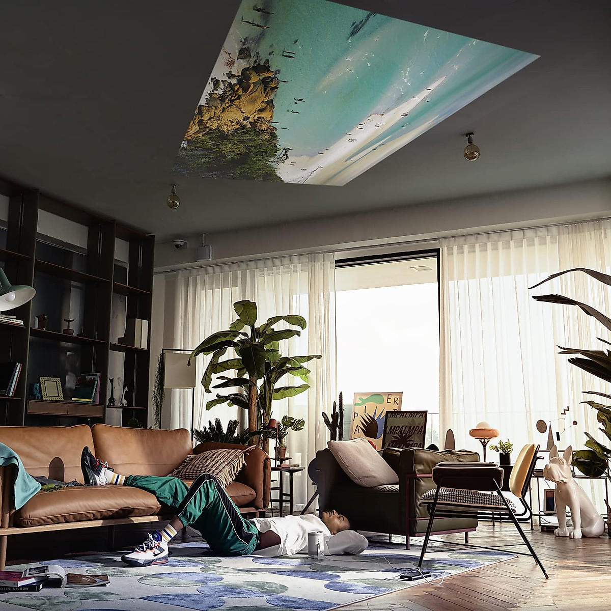 Samsung The Freestyle Projector, Up to 100" Screen, Smart TV, 360 Degree Sound (SP-LSP3BLAXZA) Bundle with The Freestyle Projector Skin (Coyote Beige), 2YR CPS Protection Pack and HDMI Cable