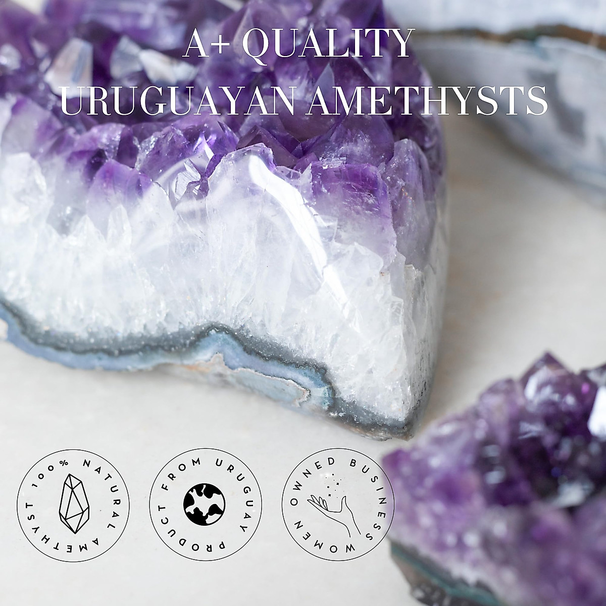 DEEP PURPLE PROJECT Large Amethyst Clusters 1 Lb to 1.7 Lb Quartz Crystal Geode Plus: Premium Gift Box Spiritual Healing Stone