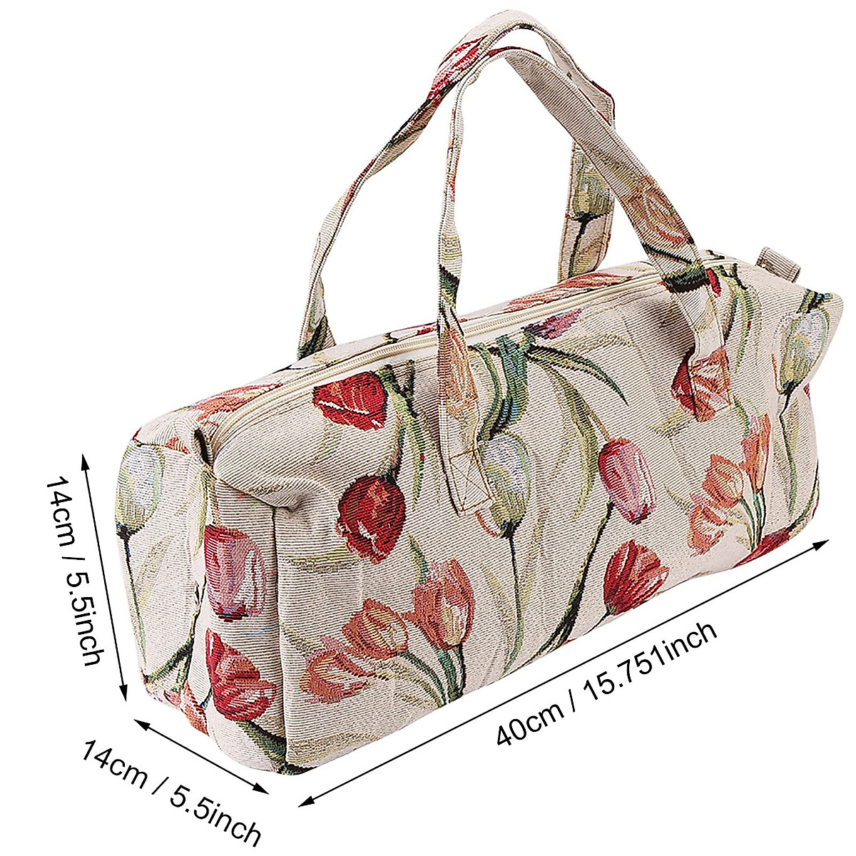 Knitting Tote Bag, Large Capacity Yarn Storage Tote Knitting Bag Portable Crochet Bag for Yarn Skeins Crochet Hooks Knitting Needles Other Accessories(Rose Jacquard)