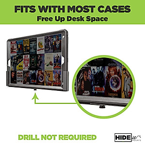 HIDEit Mounts Uni-T Universal Tablet Wall Mount - Adjustable Black Steel Tablet Mount for iPad, iPad Pro, iPad Mini, Samsung Galaxy Tablet and Surface Pro