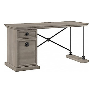 Bush Furniture Coliseum Designer Desk with Storage, Home Office Computer, 60W, Driftwood Gray