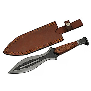 Szco Supplies 13" Railroad Spike Full Tang Spear-Point Hunting Knife with Leather Sheath, Brown, (HS-7900)