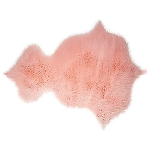 CosyCo Faux Fur Sheepskin Rug, Soft Plush Fluffy Fuzzy Area Beside Throw Rug, Decorative Luxury Chair Seat Cover for Bedroom, Living Room, Office, Couch, Floor, Home Decor, 1.8x2.5ft, Pink