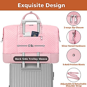 Travel Weekender Bag for Women, Overnight Bag with Shoe Compartment Oversized Travel Duffel Bag Carry On Tote 21"