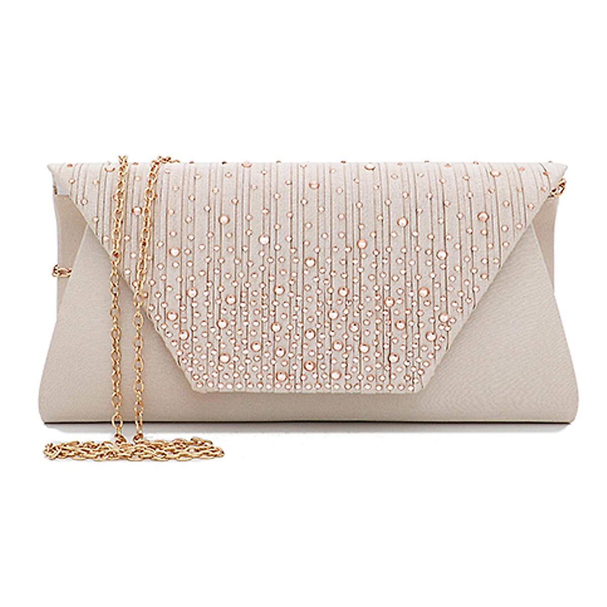 JIAJIA 265 Women's Purses Handbags Envelope Clutch Crossbody Bags Classic Rhinestone Shoulder Evening Bag,Apricot