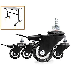 Stand Steady Attachable Desk Wheels | Set of 4 Locking Casters | Easy-Roll and Non-Marring | Full Swivel Wheels Compatible with Tranzendesk Standing Desks (2 Inch/Black)
