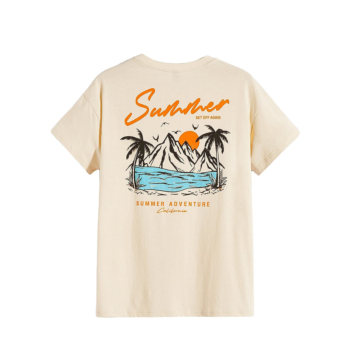 SOLY HUX Men's Graphic T Shirts Short Sleeve Tees Letter Print Summer Casual Tee Top Khaki L