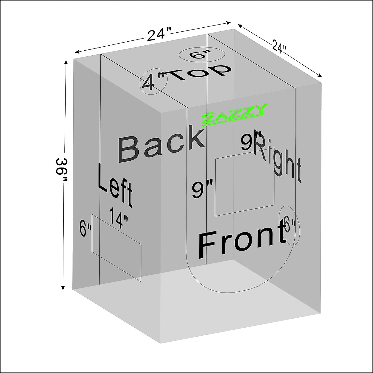 Zazzy Grow Tent, 24"x24"x36" Hydroponic Mylar Grow Tent Reflective Garden Growing Dark Room with Observation Window, Removable Floor Tray and Tool Bag for Indoor Plant Growing 2'x2'