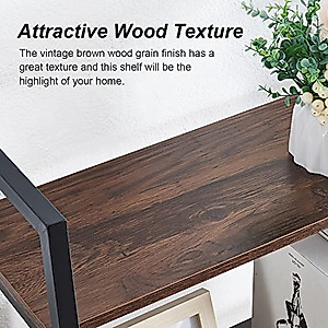 HOMBAZAAR Bookshelf, 5-Tier Industrial Bookshelf, Wide Double Ladder Bookcase Wood and Metal Bookshelves for Home Office Living Room,Brown