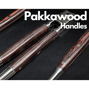 Certified Angus Beef Premium Grilling Set - 5 Piece Heavy Duty Stainless Steel Grill Tool Set with Pakkawood Handles for BBQ Accessories, Tailgating, and Smoker Accessories