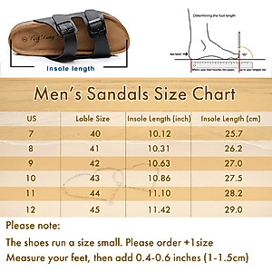 Real Fancy Men's Cork Footbed Sandals with Two Adjustable Buckle Straps - Slip on Summer Slide Sandals for men, Arch Support (Size 7)